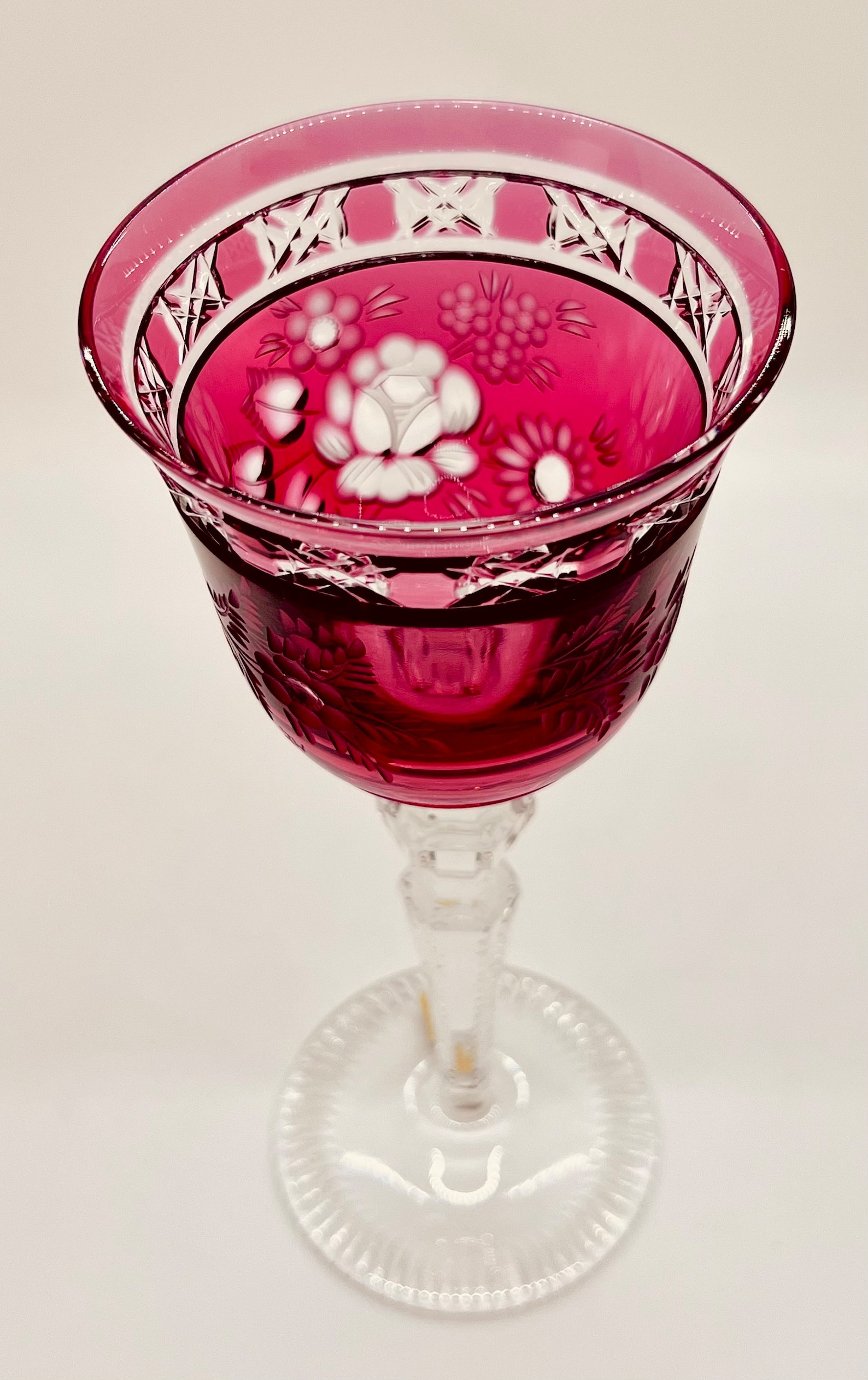 Meissen Crystal Cranberry Red Wine Glass: Flower of London Pattern - Etsy