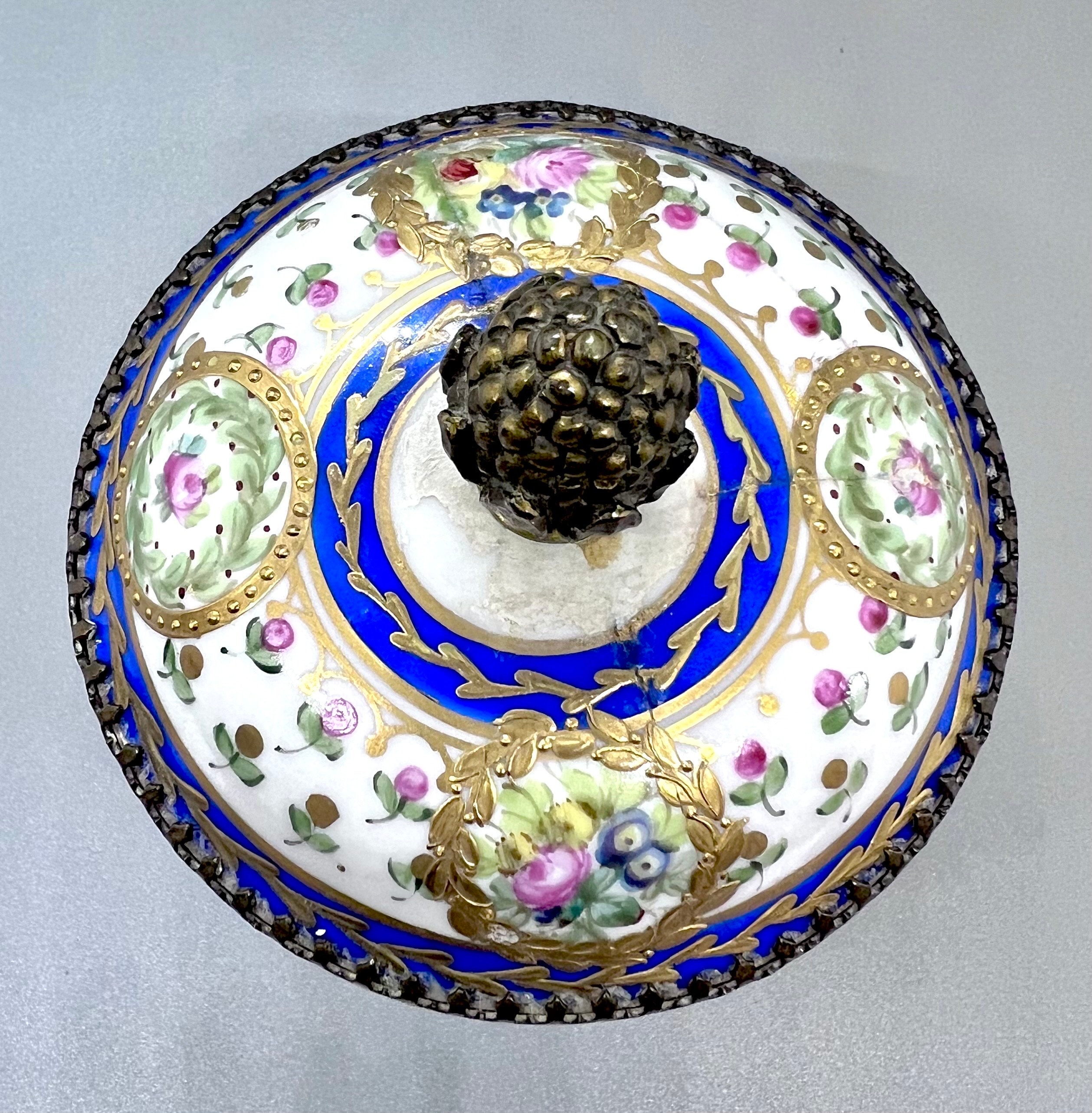 Antique Sevres Style Porcelain Bowl: French Hand-painted Lidded Pot - Etsy