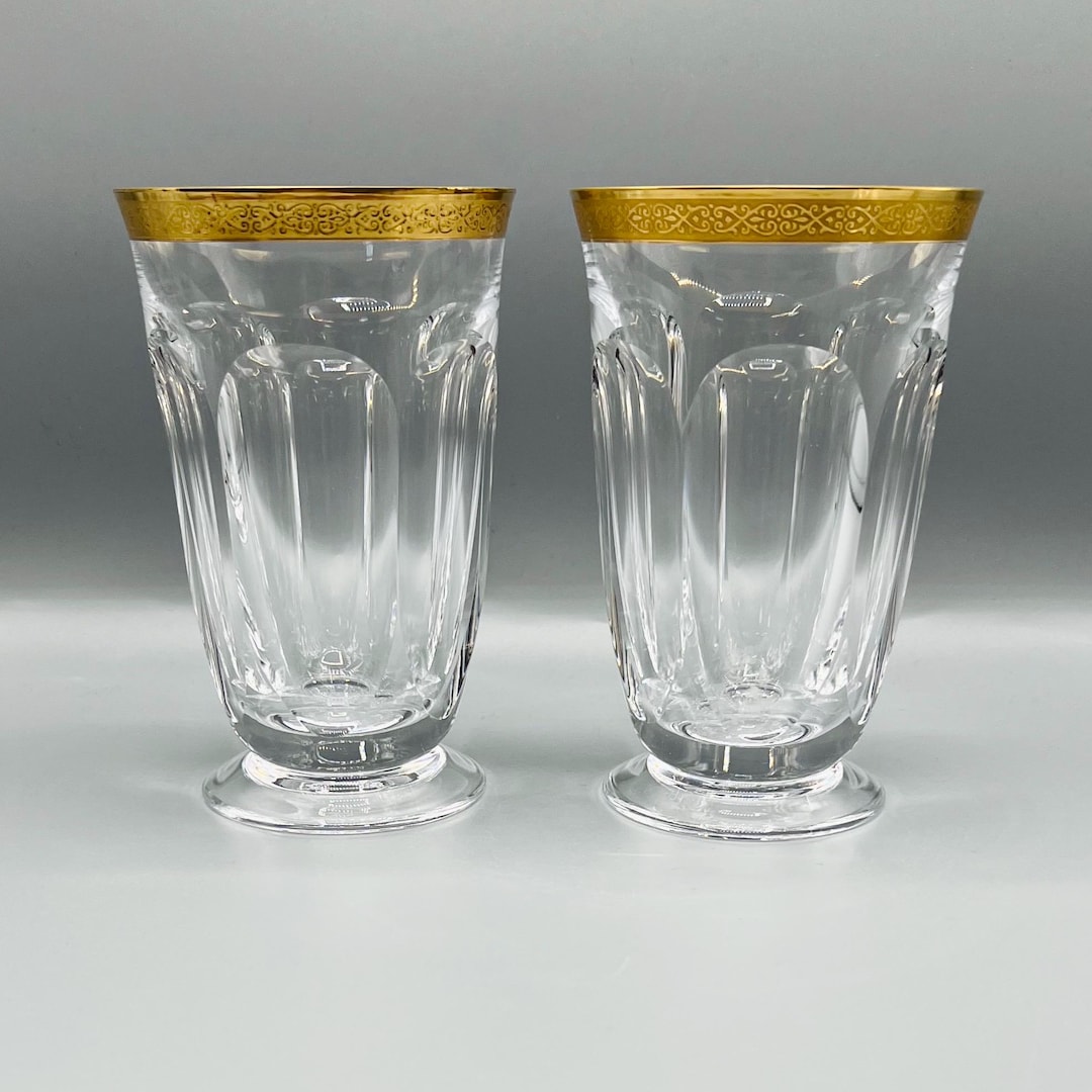 MOSER TUMBLER GLASSES, 2 Lady Hamilton 24k Gold Rimmed Large Bohemian ...