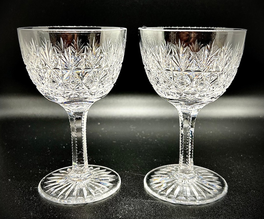 Thomas Webb Crystal Wine Glasses, 2 Vintage Webb Wellington Pattern ...