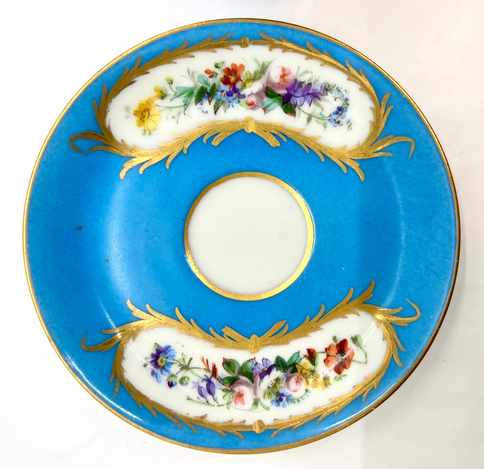 ANTIQUE SEVRES PORCELAIN Cup & Saucer, Handpainted Portrait Celeste ...