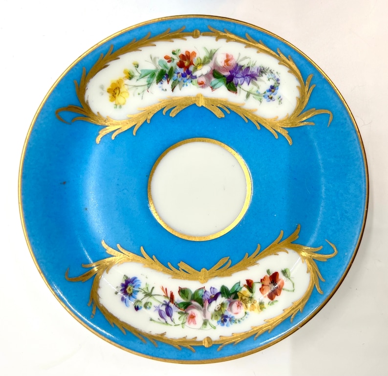 ANTIQUE SEVRES PORCELAIN Cup & Saucer, Handpainted Portrait Celeste ...