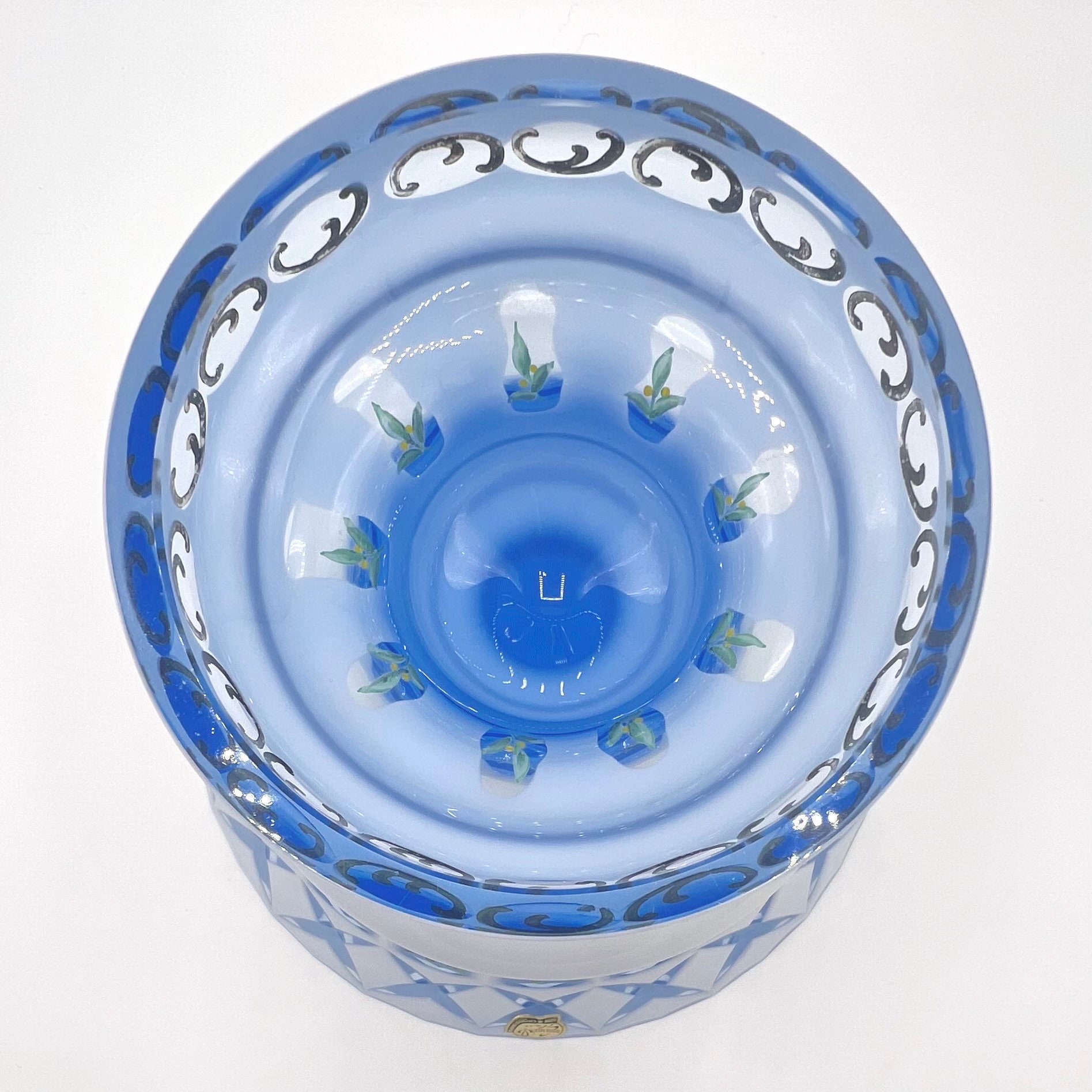 Vintage Bohemia Crystal Pedestal Glass Bowl, Gilded & Handpainted ...