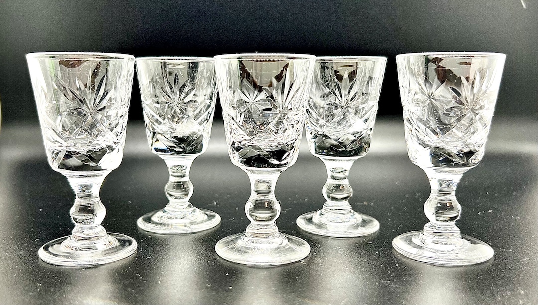 ROYAL BRIERLEY CRYSTAL Liquor Glasses | 5 Vintage Cut Crystal Cordial ...