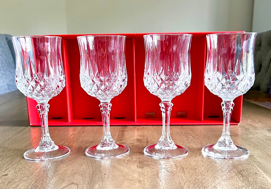 Cristal D'arques, Longchamp Pattern Crystal Wine Glass - Etsy