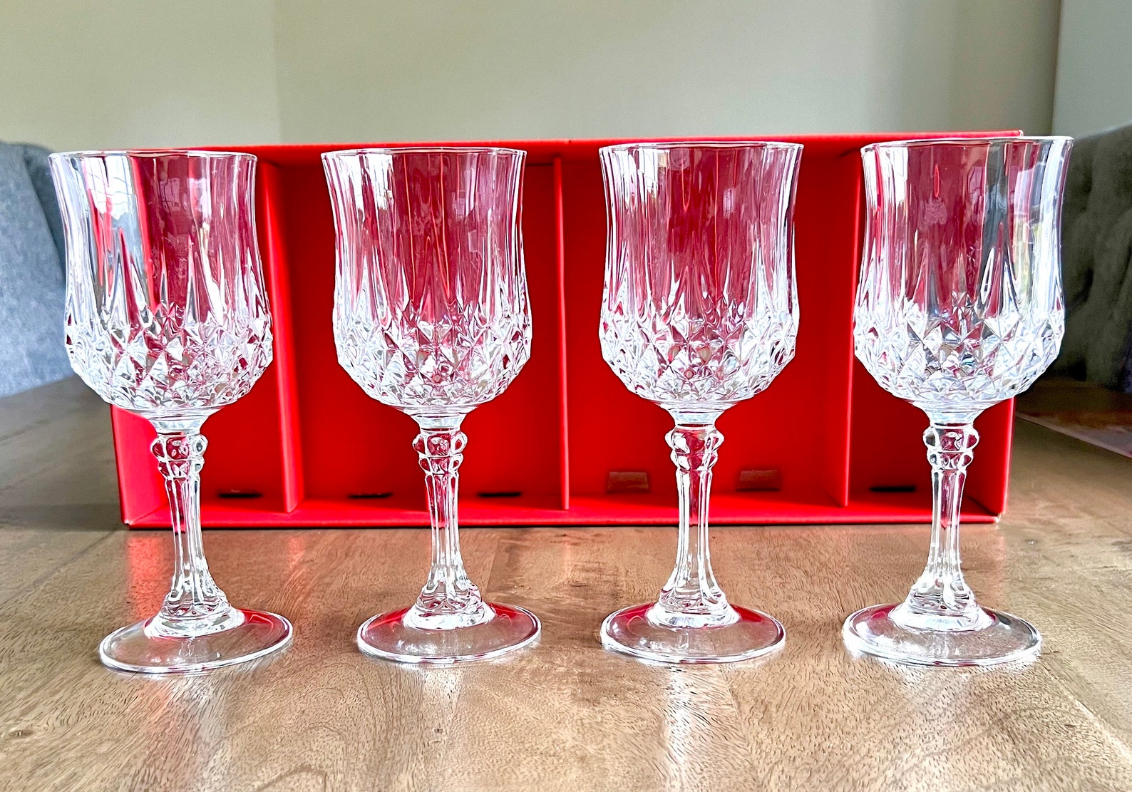 Cristal D Arques Longchamp Pattern Crystal Wine Glass Etsy