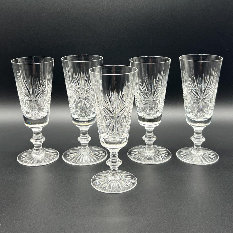 Vintage Edinburgh Crystal Champagne Flutes, Star of Edinburgh Pattern ...