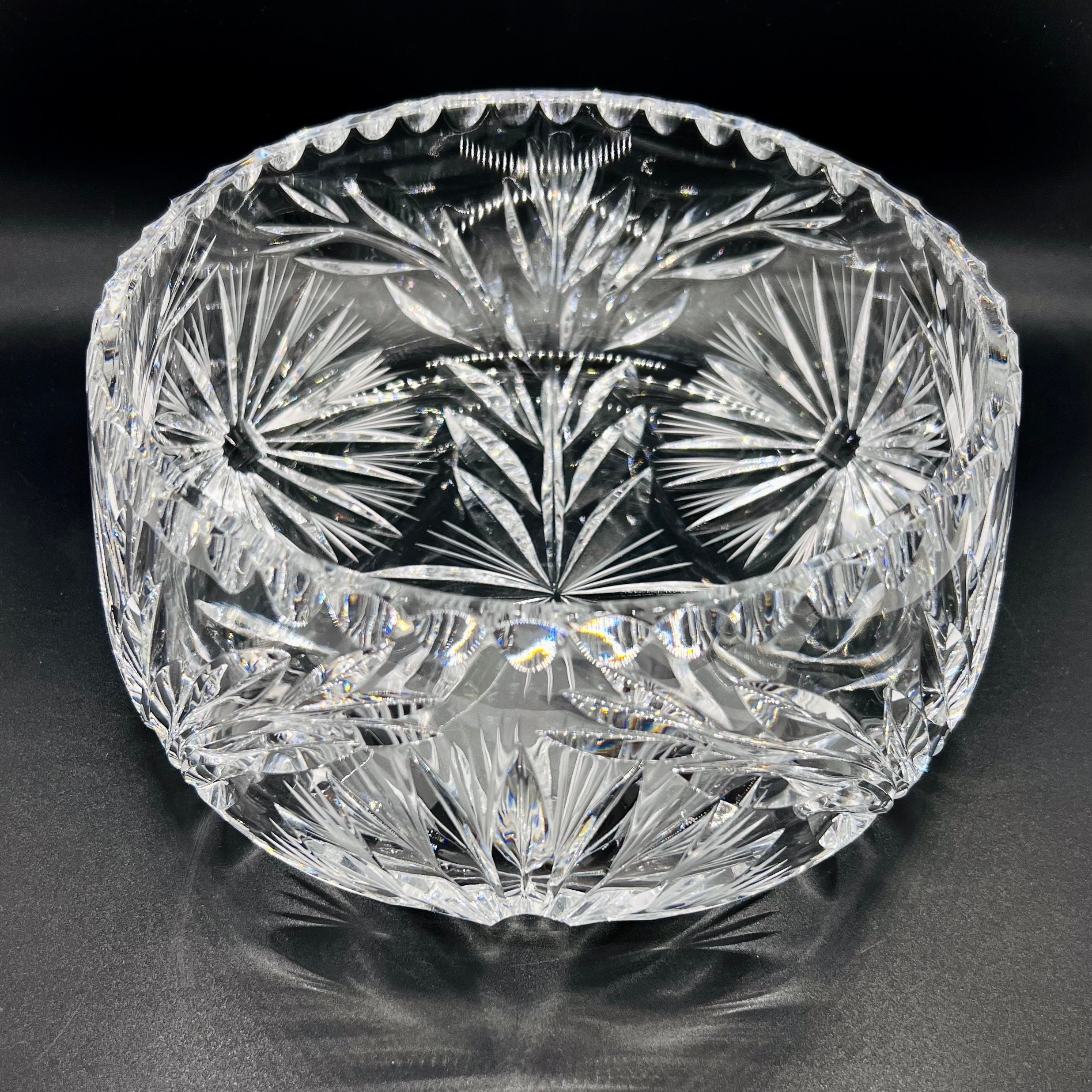 VINTAGE CRYSTAL BOWL, Heavy Thick Lead Crystal Fruit Bowl Table ...