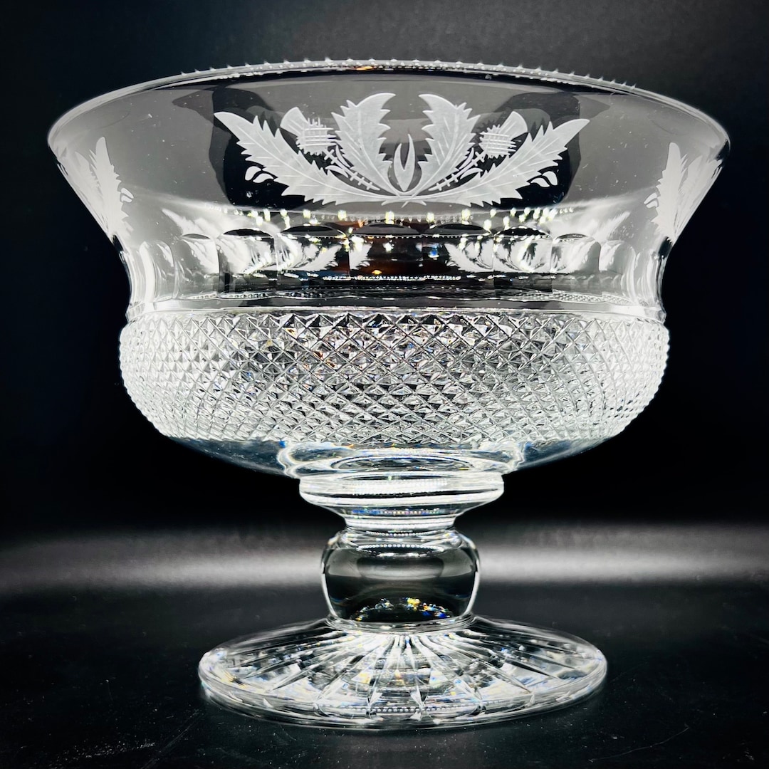 Edinburgh Crystal Bowl, Thistle Pattern, Vintage Cut & Etched Crystal ...