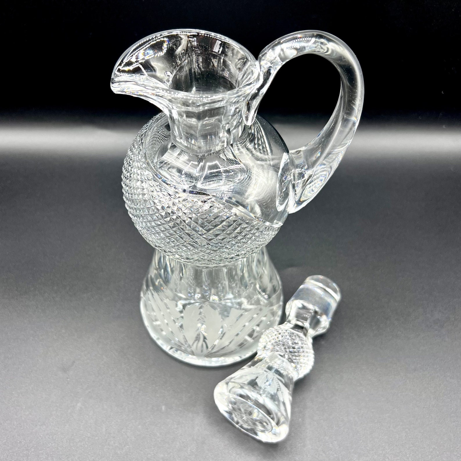 Vintage EDINBURGH CRYSTAL EWER, Decanter Thistle Pattern and Shaped Jug ...