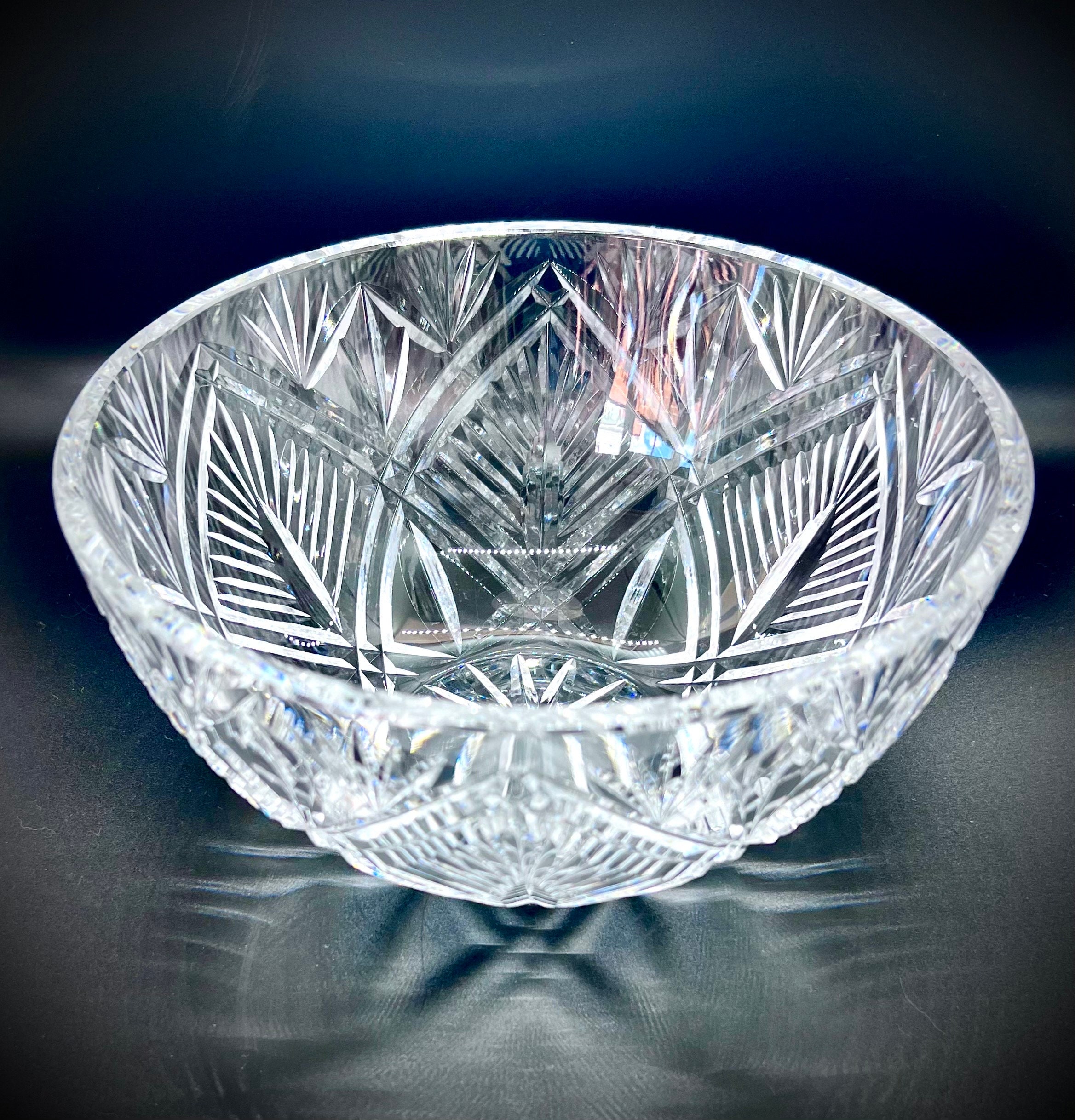 WATERFORD CRYSTAL Bowl Heavy Cut Crystal Fruitbowl, Star Cut Base Large ...
