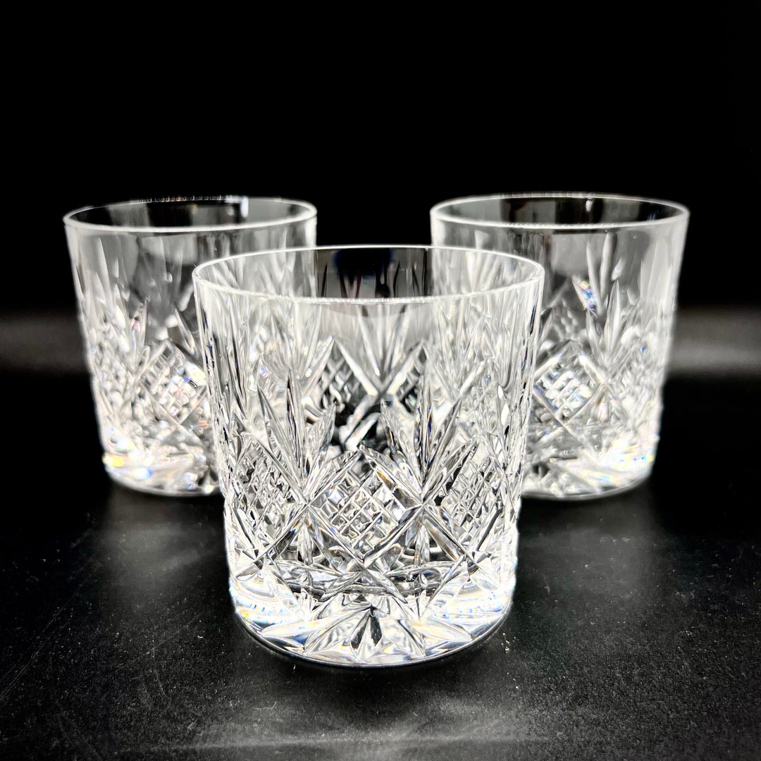 Old Fashioned Tumbler Glasses Real Vintage Cut Crystal Whiskey Tumblers Made By Edinburgh