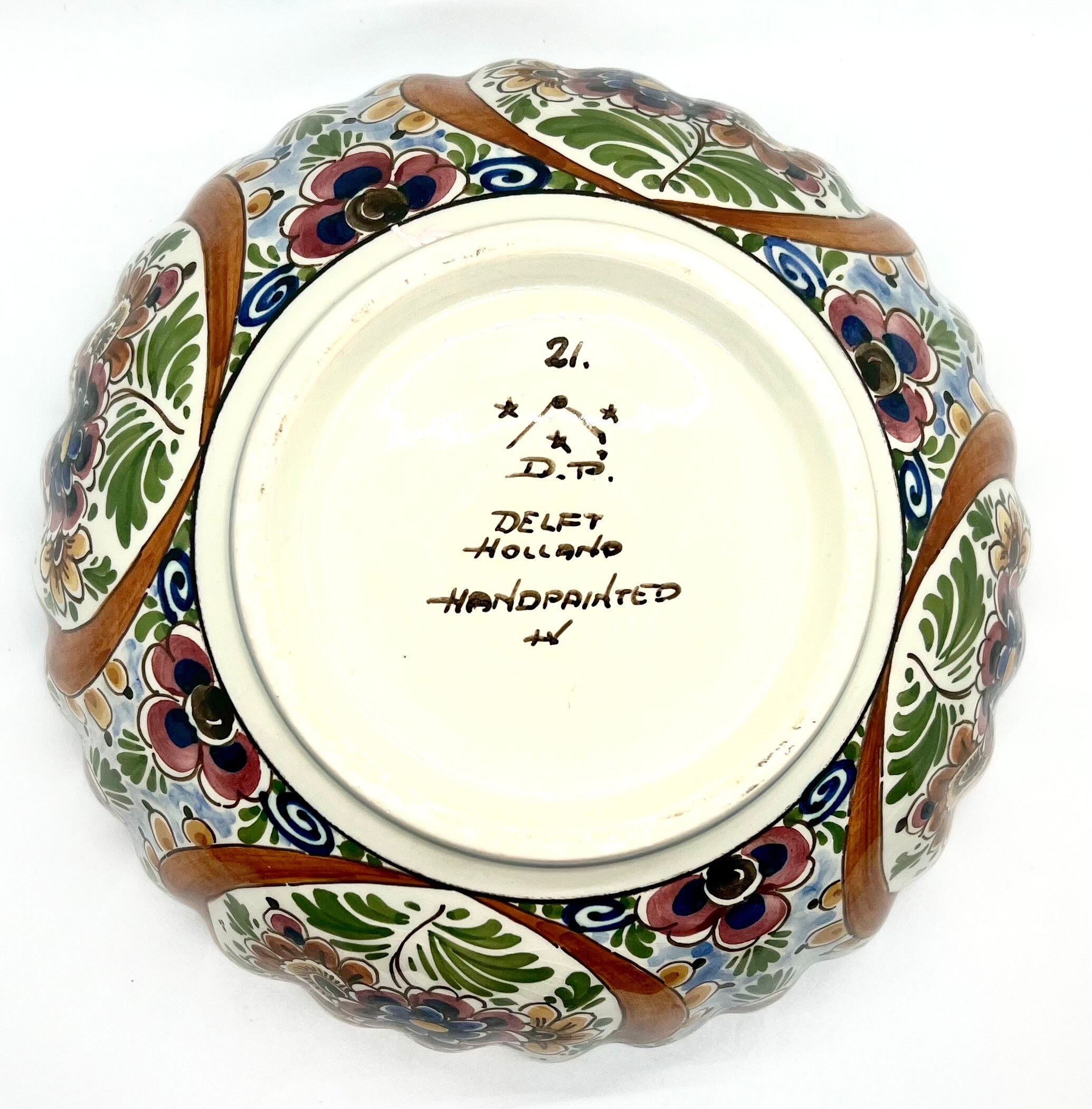 LARGE CERAMIC BOWL Dp Delft Holland Handpainted Bowl Dutch Ceramic ...