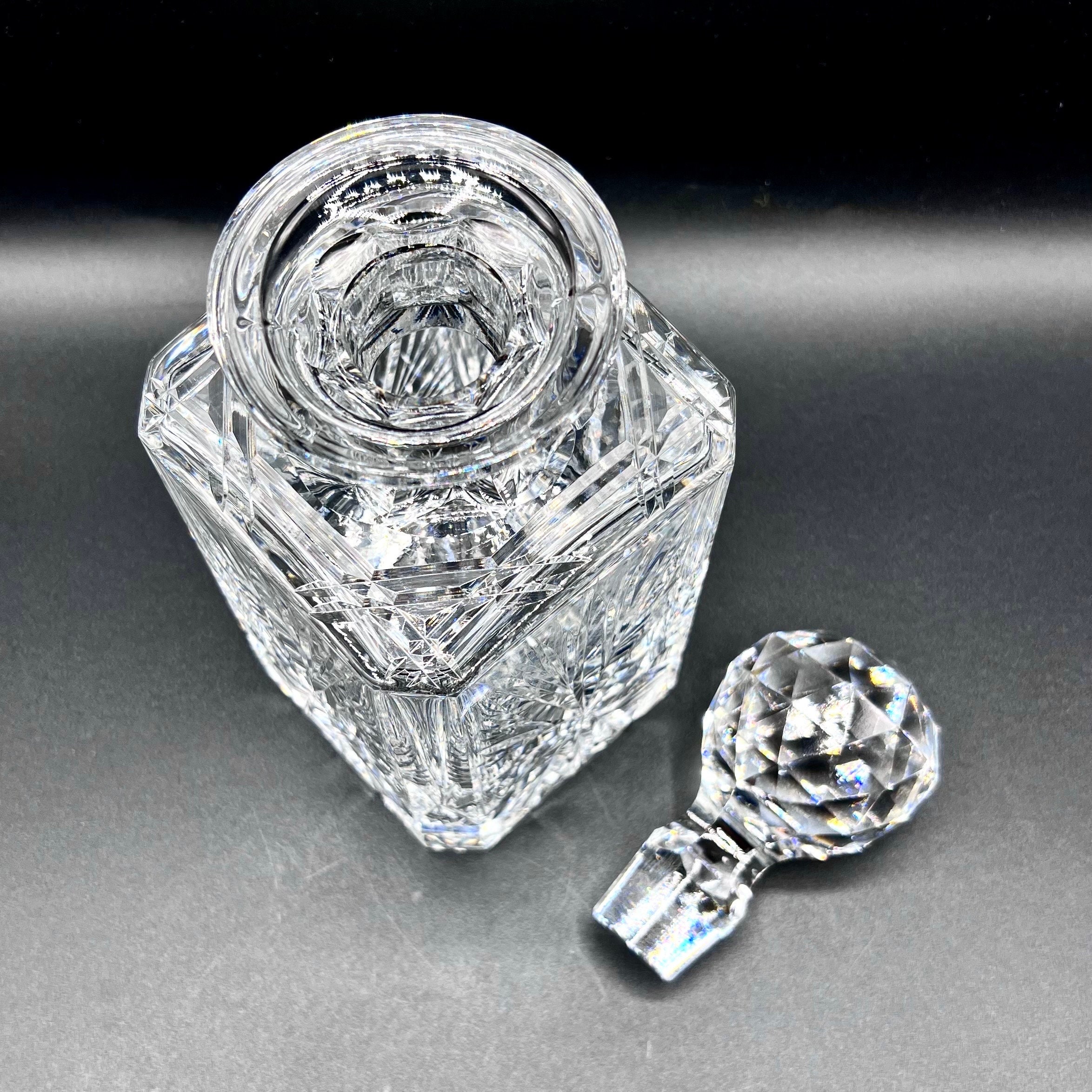 Vintage Cut CRYSTAL Square Decanter, Star of Edinburgh Pattern. Heavy ...