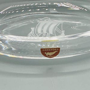 Vintage Orrefors Crystal Glass Desk Set With Nsutical Ship Deco, Signed ...