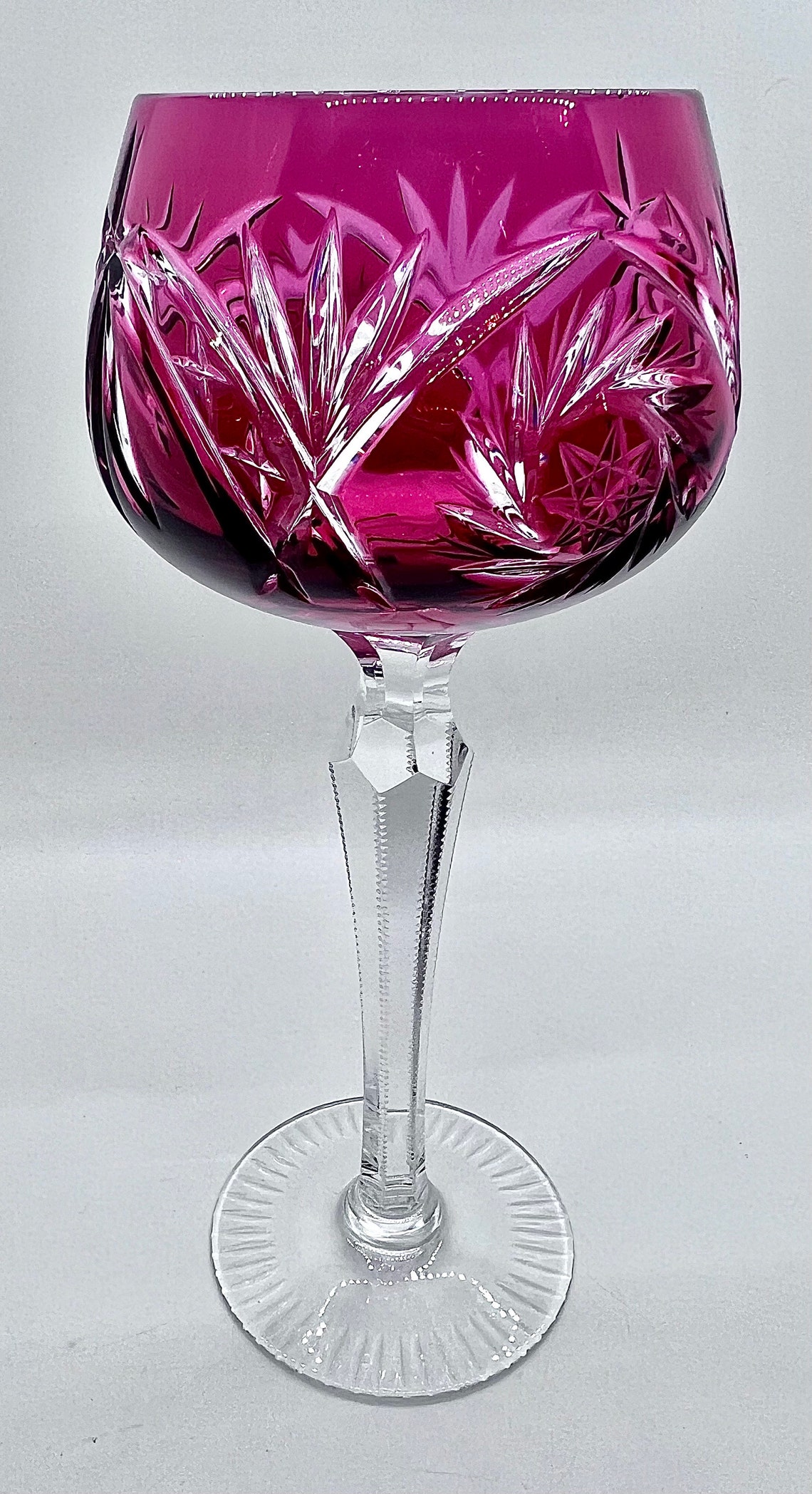 Vintage BOHEMIAN Crystal Hock Wine Glass Red Cut in Clear - Etsy UK