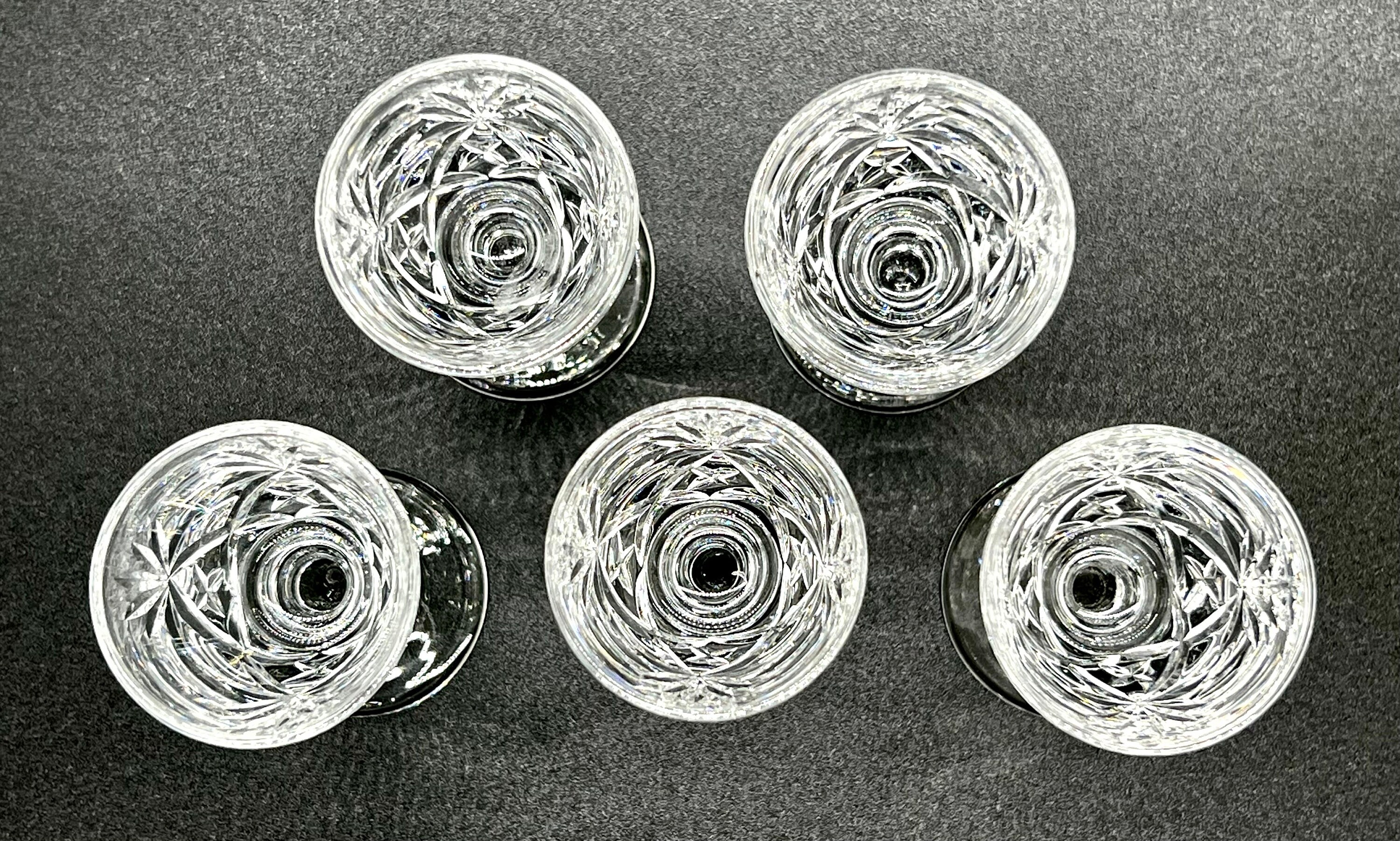 ROYAL BRIERLEY CRYSTAL Liquor Glasses 5 Vintage Cut Crystal Cordial ...