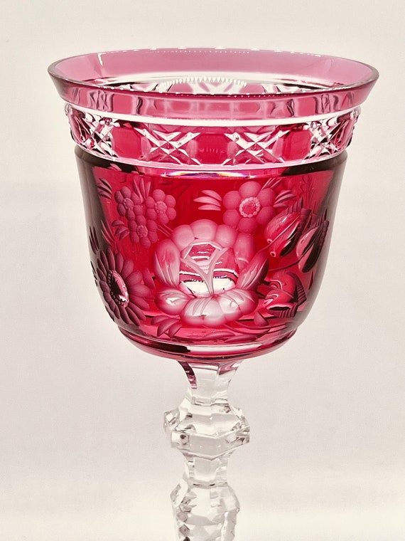 Meissner Wedding Meissen Crystal Cranberry Red Wine Glass | Echt