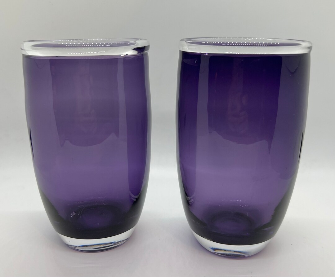 2 Stunning HANDBLOWN Large Water Glasses. Heavy Thick Handblown Glass ...