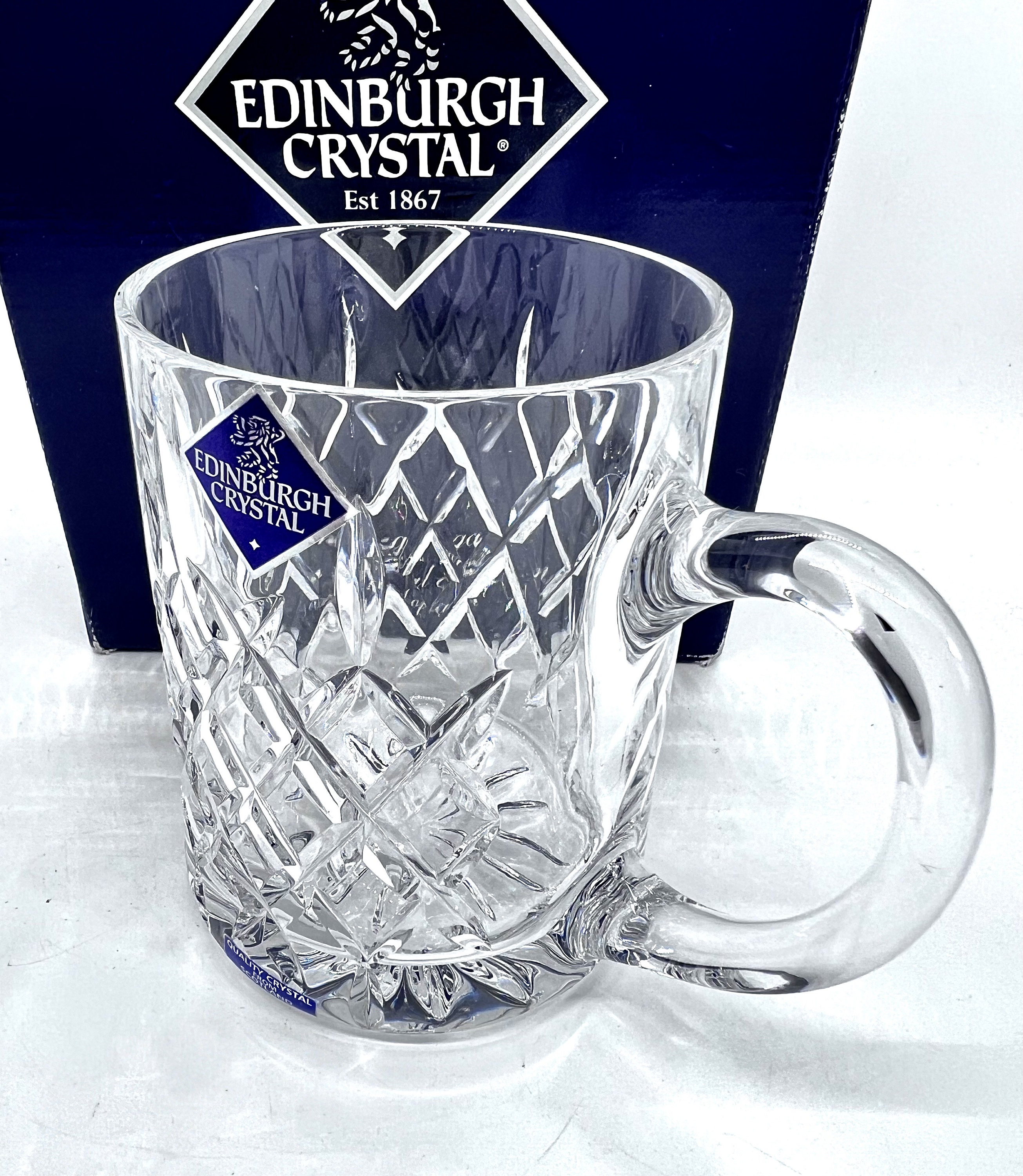Vintage Edinburgh Crystal Brodick Tankard: Scottish Cut Glass Beer Mug ...