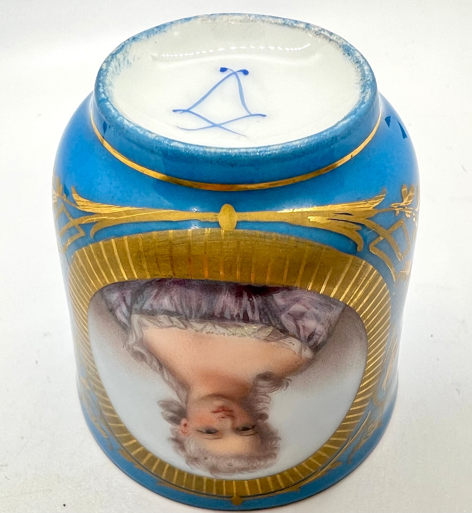 ANTIQUE SEVRES PORCELAIN Cup & Saucer, Handpainted Portrait Celeste ...