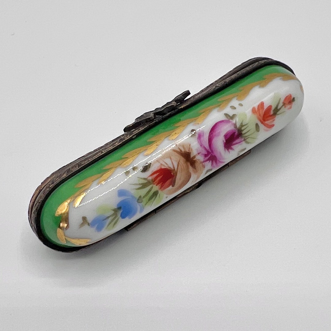 Limoges France Pin Box, Peint Main Signed CR Vintage Porcelain Needle ...