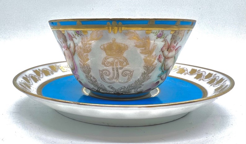 Antique Sevres Porcelain Cup and Saucer: King Louis Philippe Cherub ...