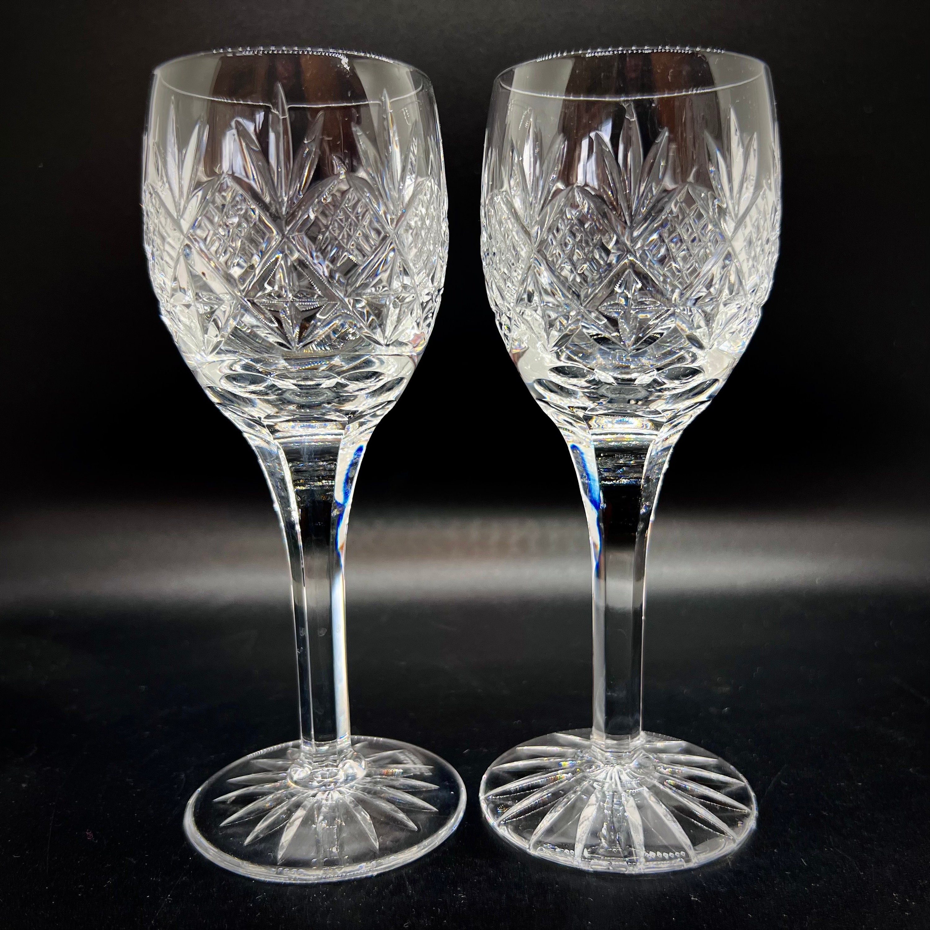 EDINBURGH CRYSTAL Port Glasses, Vintage Cut Crystal Tall Sherry Glasses ...
