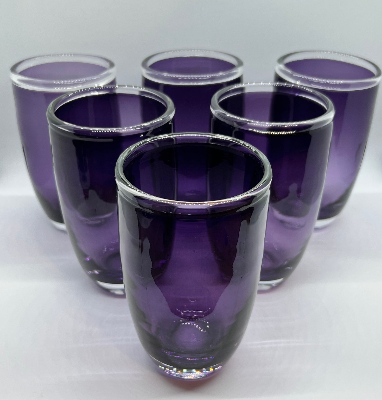 HANDBLOWN GLASS TUMBLERS | Large Purple Glass Water Tumbler | Handblown ...
