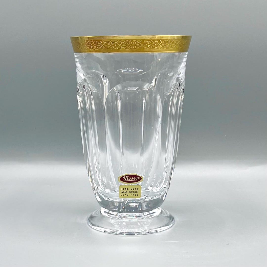 MOSER TUMBLER GLASS, Lady Hamilton 24k Gold Rimmed Large Bohemian ...