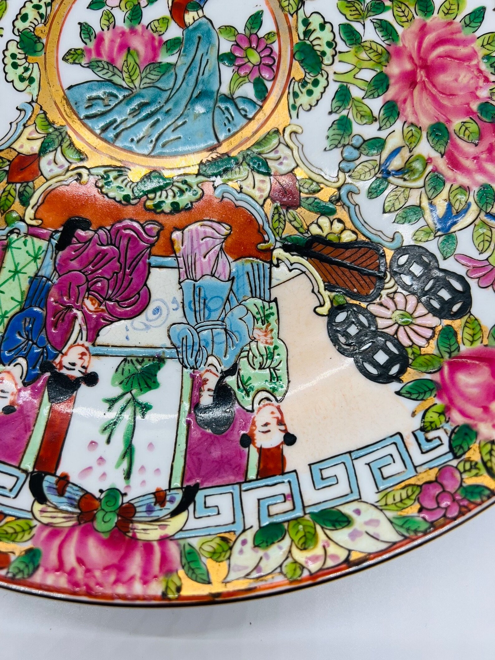 Antique Famille Rose Plate: Qing Dynasty Handpainted Porcelain (c1736 ...
