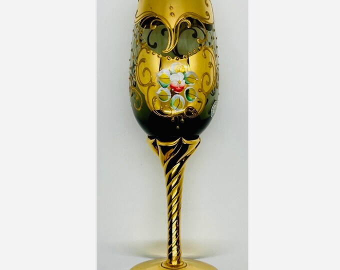 MURANO Champagne Flute | Murano Salvadori Tre Fuochi | 24k Gold Leaf ...