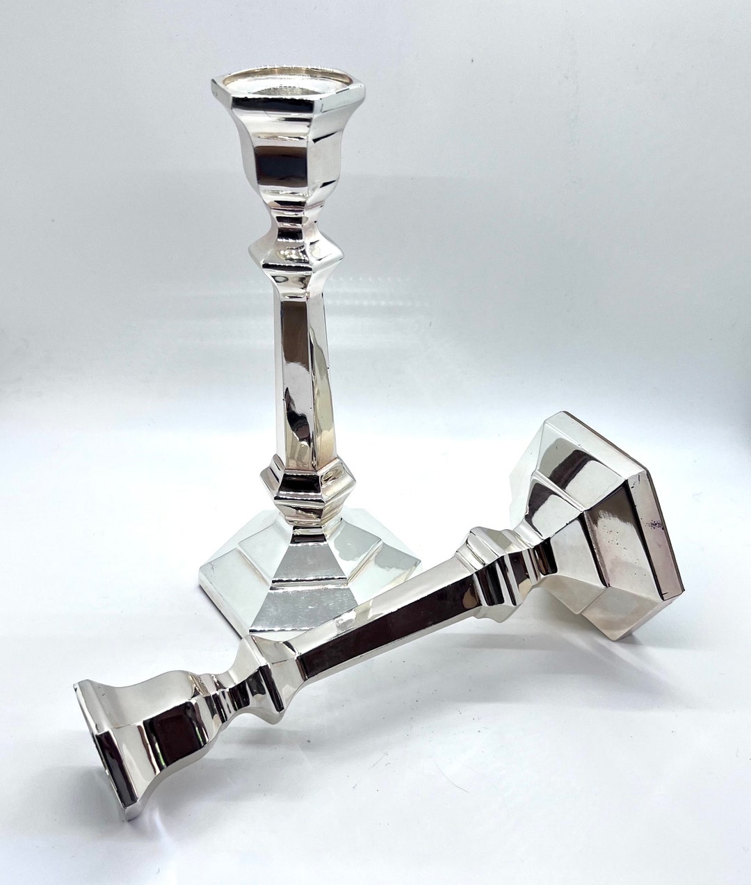 VINTAGE SILVER CANDLEHOLDERS Pair of Silver Plated Candlestick Holders ...