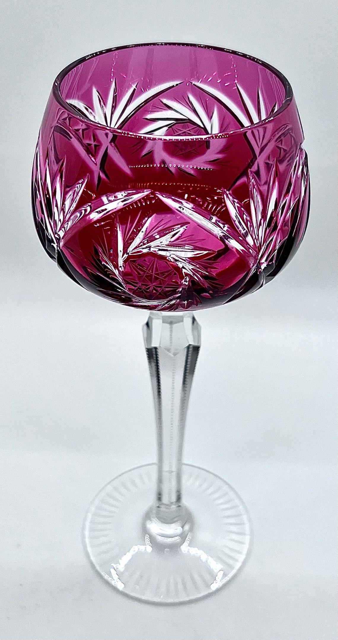 Vintage BOHEMIAN Crystal Hock Wine Glass Red Cut in Clear - Etsy UK