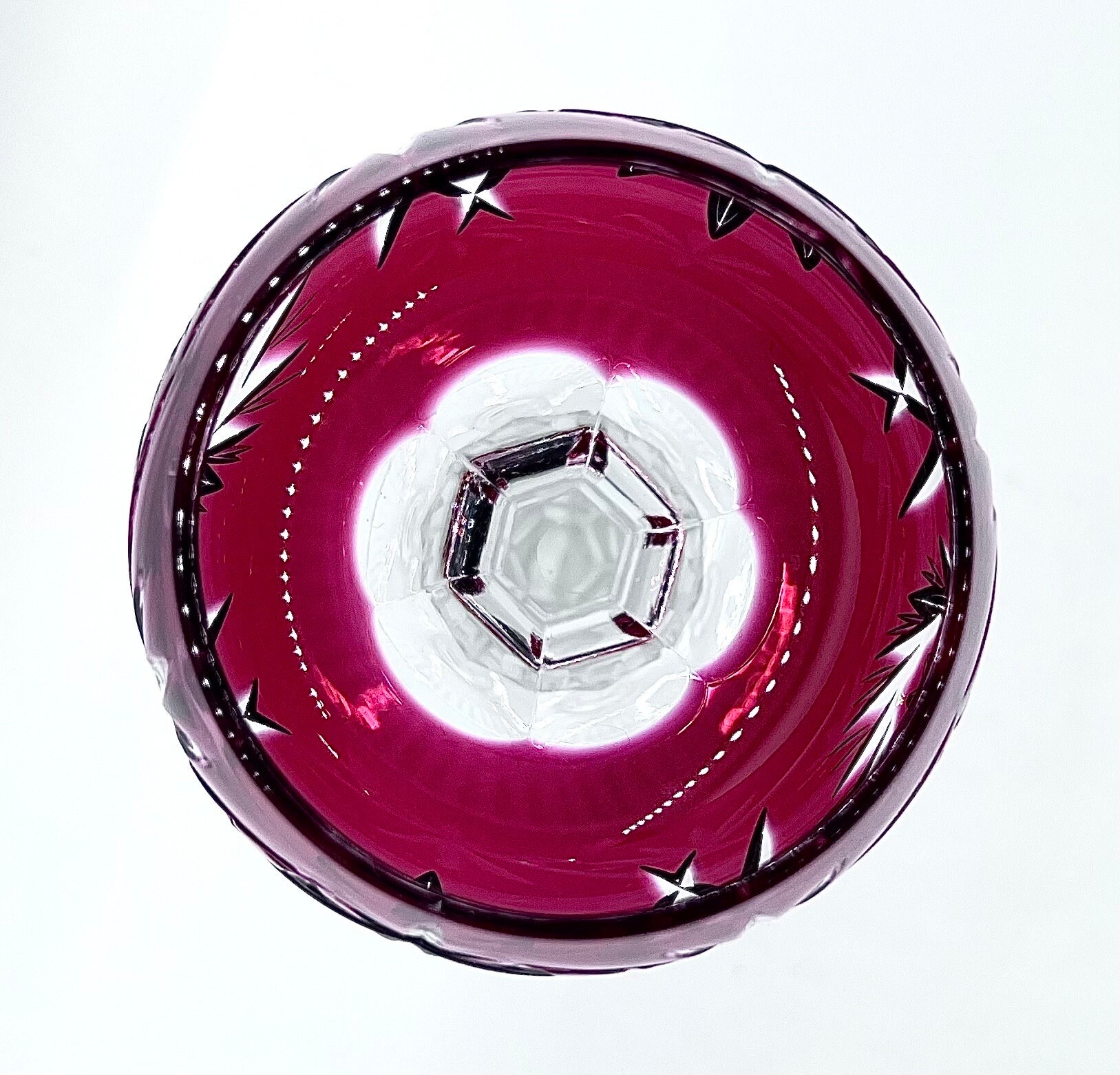 Vintage BOHEMIAN Crystal Hock Wine Glass Red Cut in Clear Glass ...