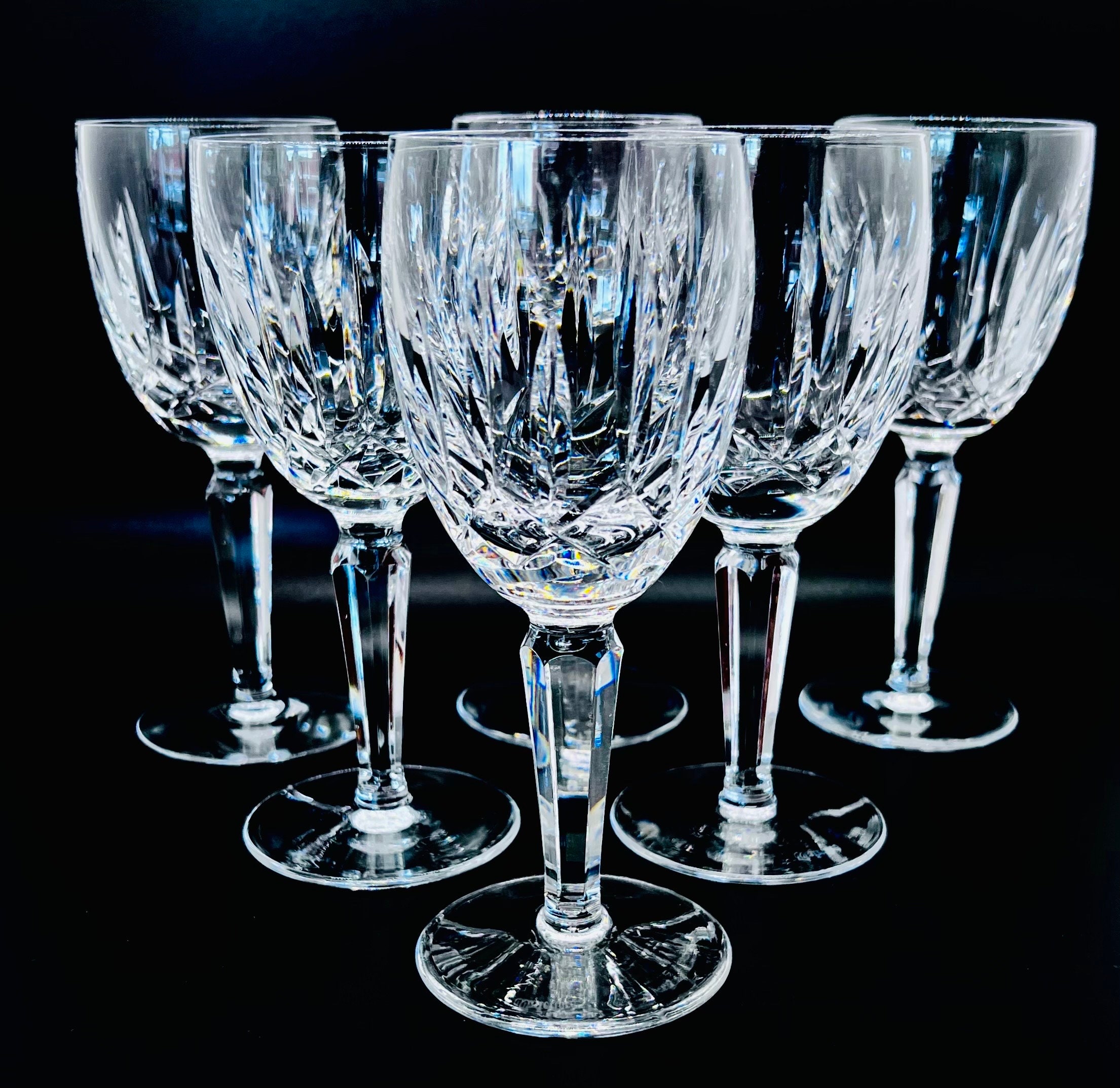 WATERFORD CRYSTAL Kildare Wine Glass, Vintage Cut Crystal Glasses 6 ...
