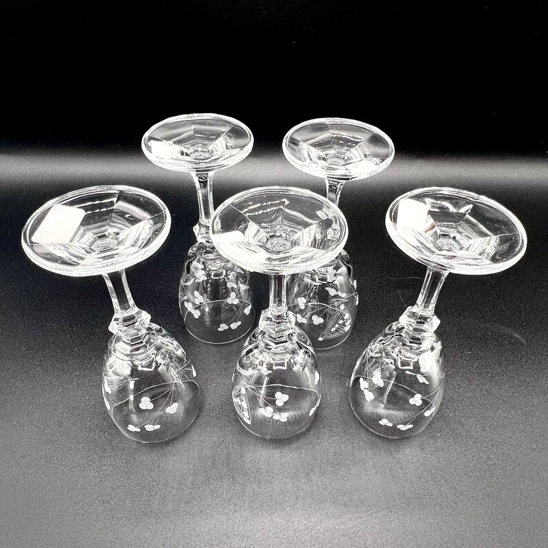 Vintage Etched Sherry Glasses, Duiske Crystal, 5 Irish Handcut Crystal ...