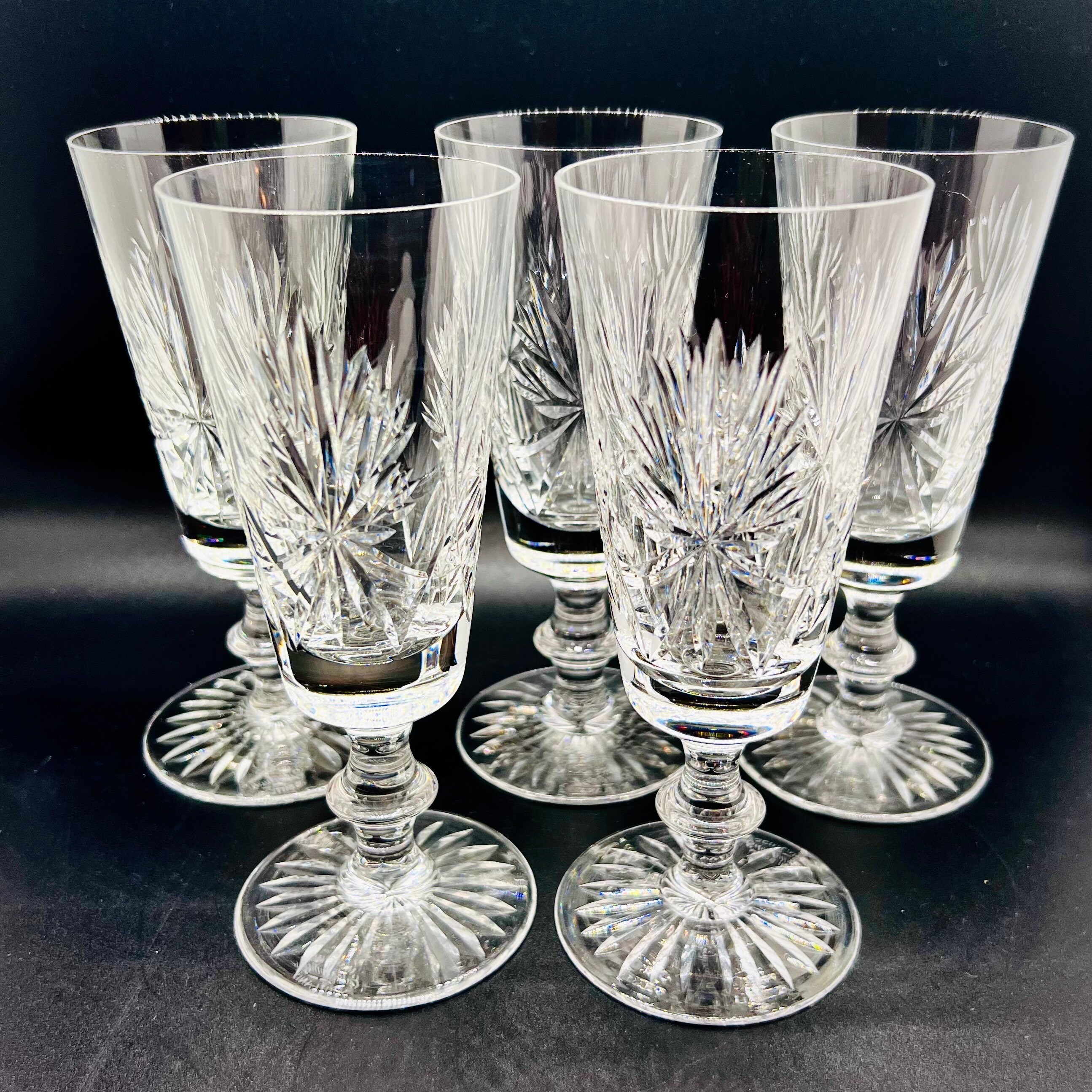 Vintage Edinburgh Crystal Champagne Flutes, Star of Edinburgh Pattern ...