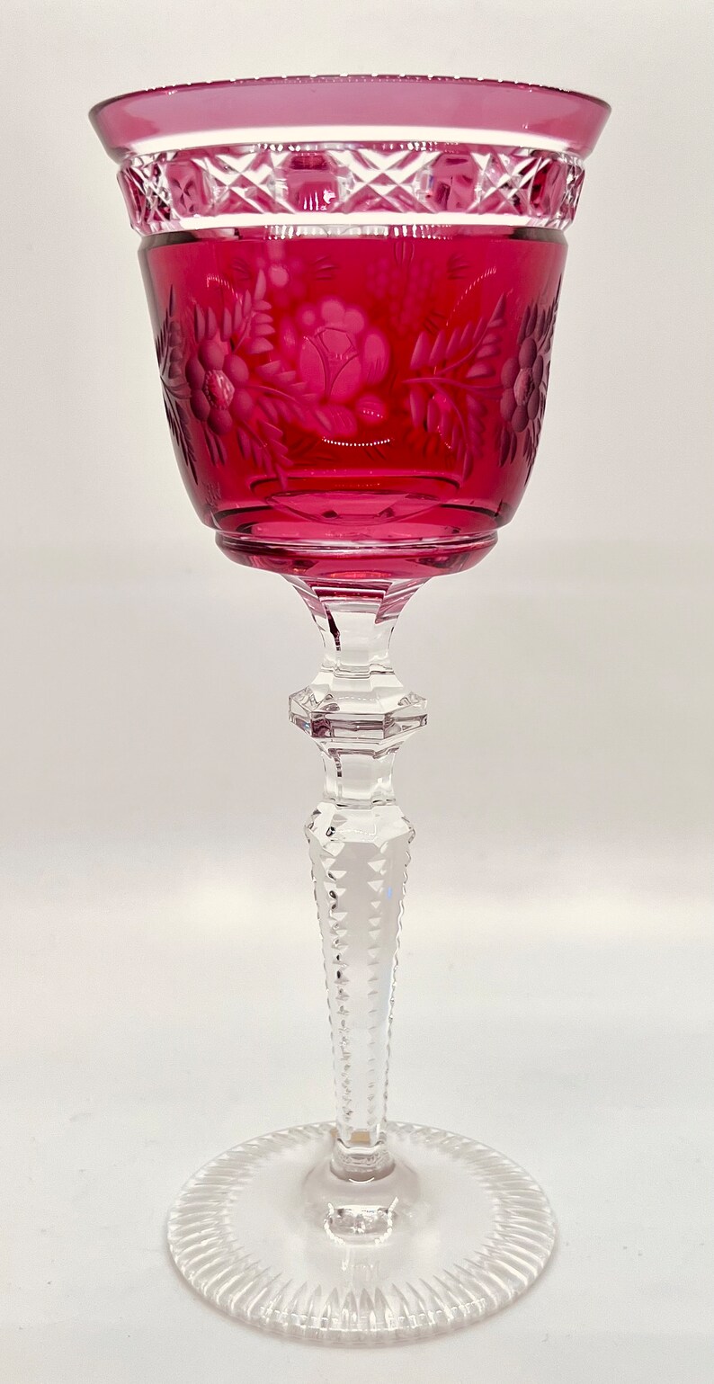 Meissen Crystal Cranberry Red Wine Glass: Flower of London Pattern - Etsy