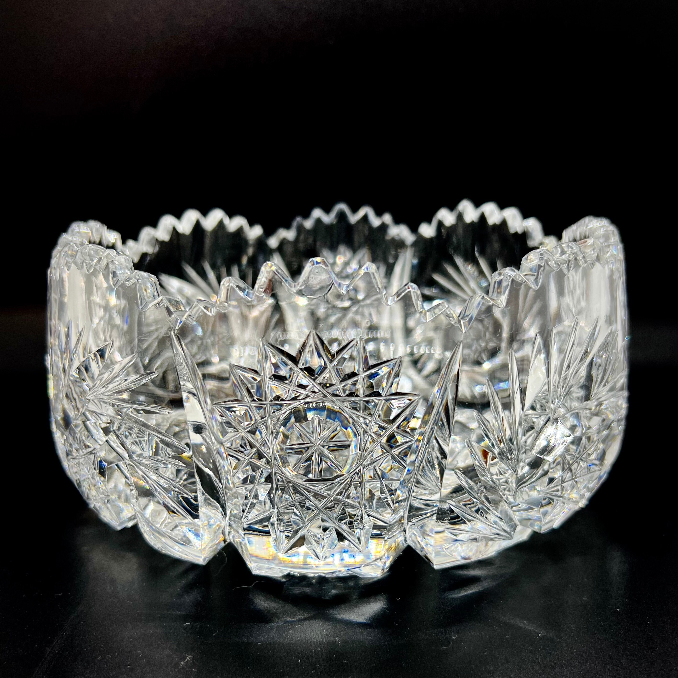VINTAGE Bohemian CUT CRYSTAL Fruit Bowl, Medium Size Crystal ...