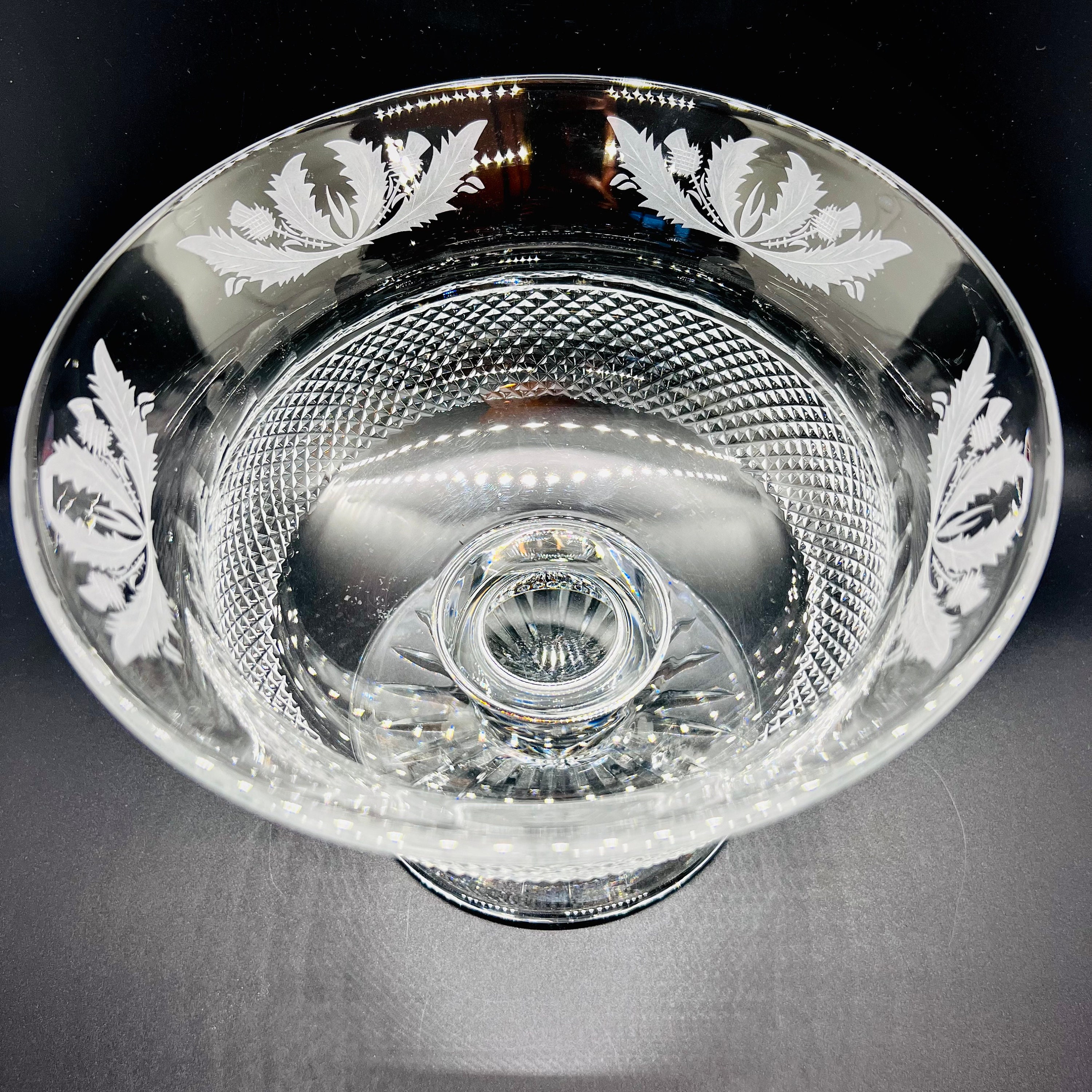 Edinburgh Crystal Bowl, Thistle Pattern, Vintage Cut & Etched Crystal ...