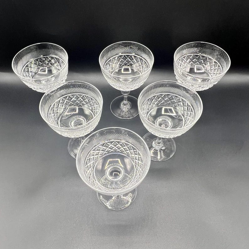 Vintage Tudor CRYSTAL Champagne Glasses, Holbein Pattern, Set of 6 ...