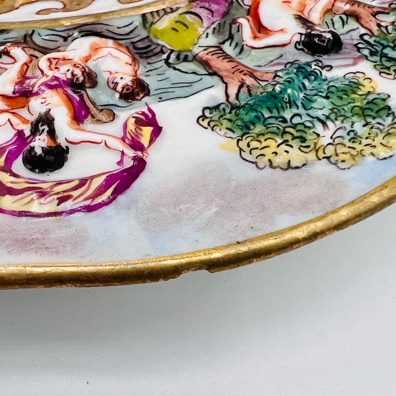ANTIQUE NAPLES PLATE Capodimonte Porcelain Armorial Relief Plate, 1900 ...