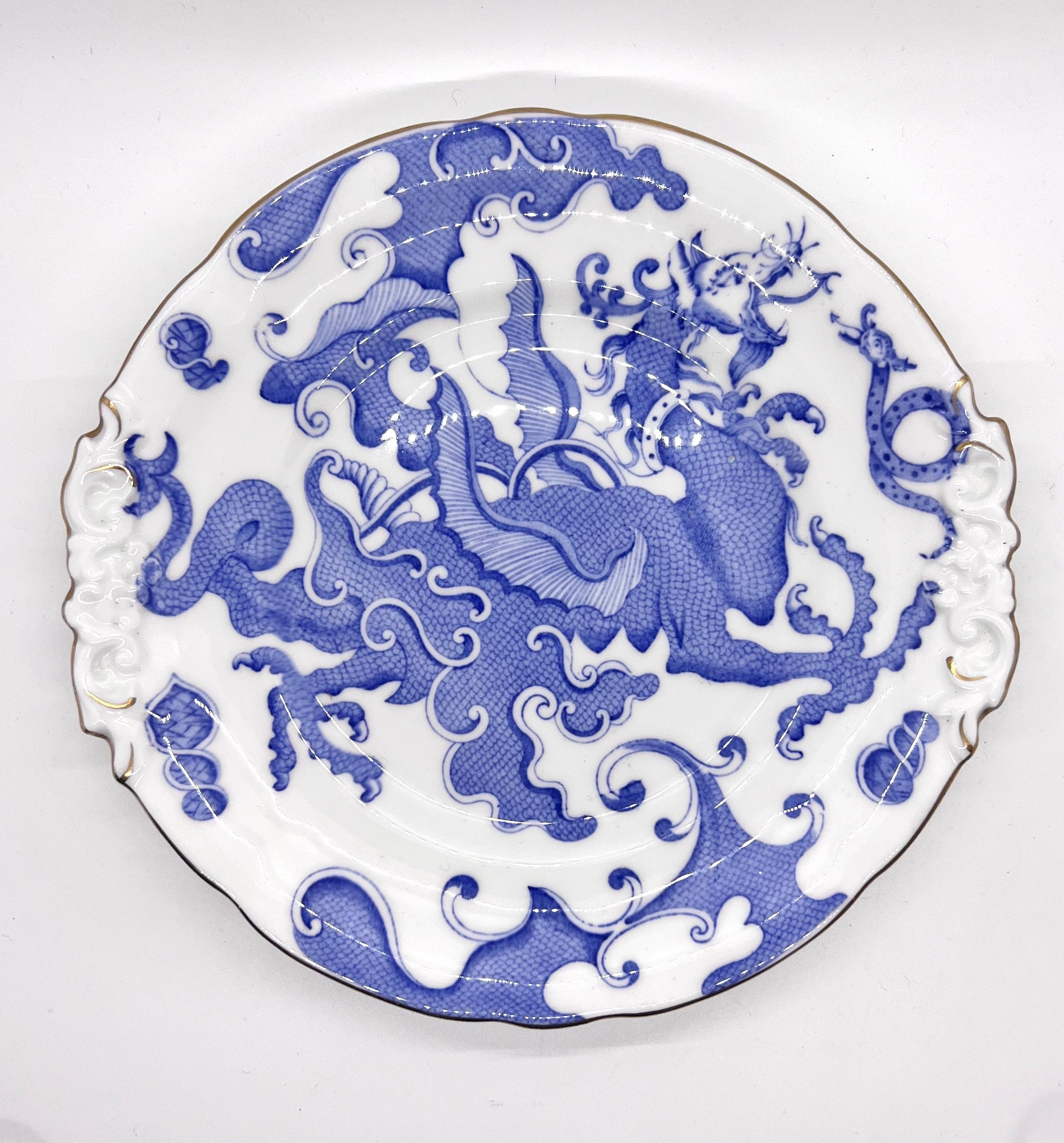 Vintage Royal Worcester Blue Dragon Plate: English Porcelain Decor - Etsy