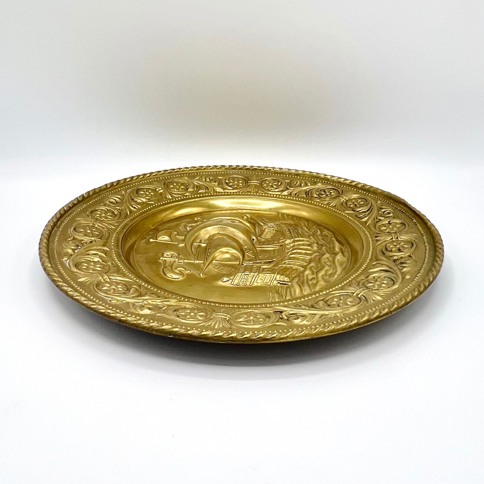 Vintage Brass Plates, Pub Wall Art Hanging, Hand Hammered, Made in ...