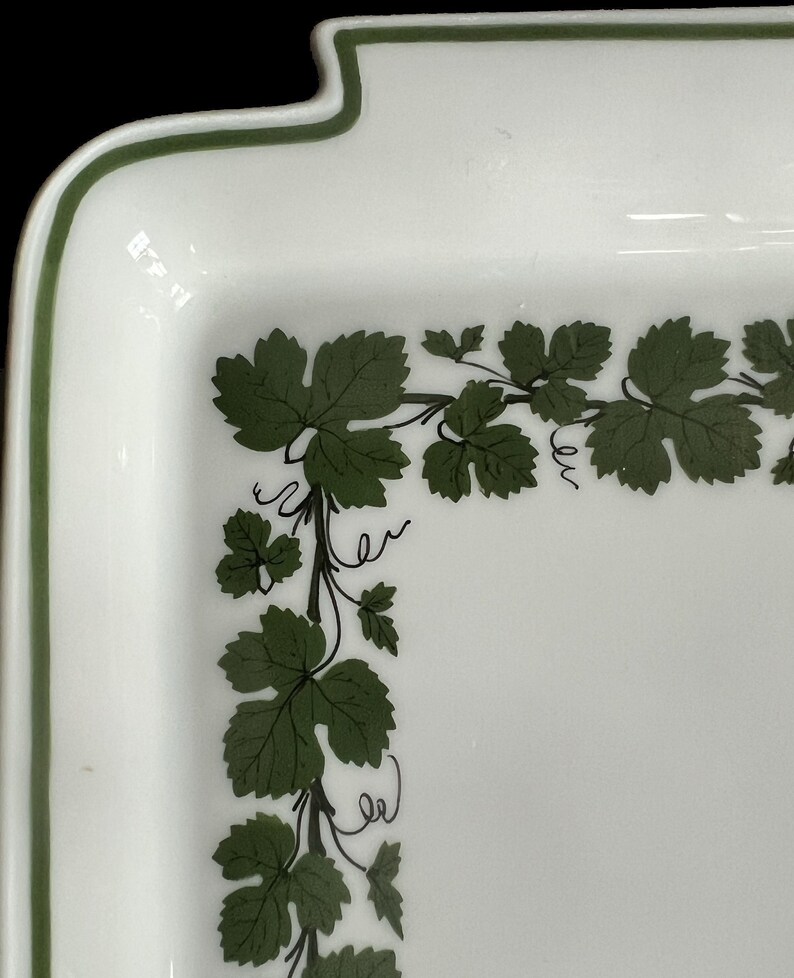 ANTIQUE MEISSEN Large Rectangular Plate Cake Plates Green Ivy Signed ...