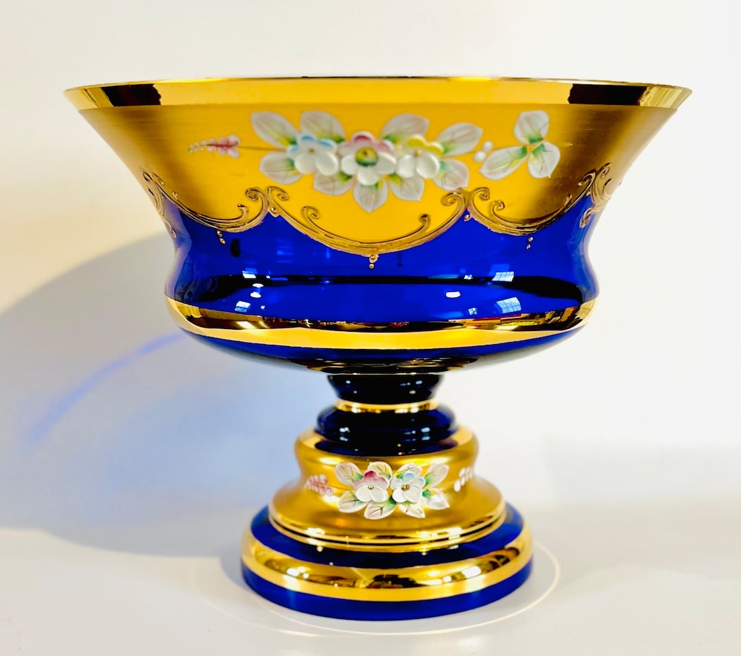 Murano Glass Bowl Vintage Blue Glass Salvadori Tre Fuochi Etsy