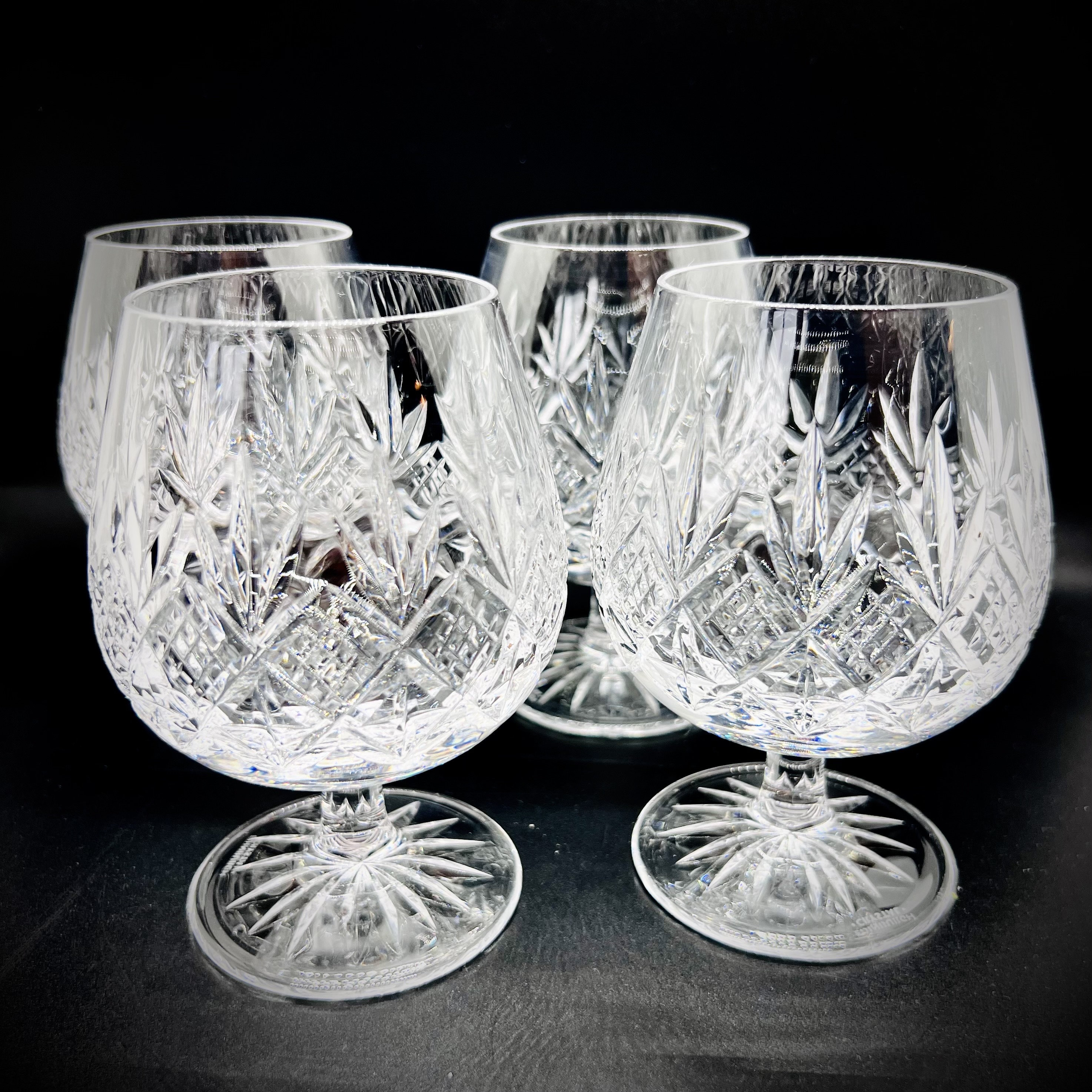 EDINBURGH CRYSTAL Cognac Snifter Glasses Vintage Cut Crystal Brandy ...