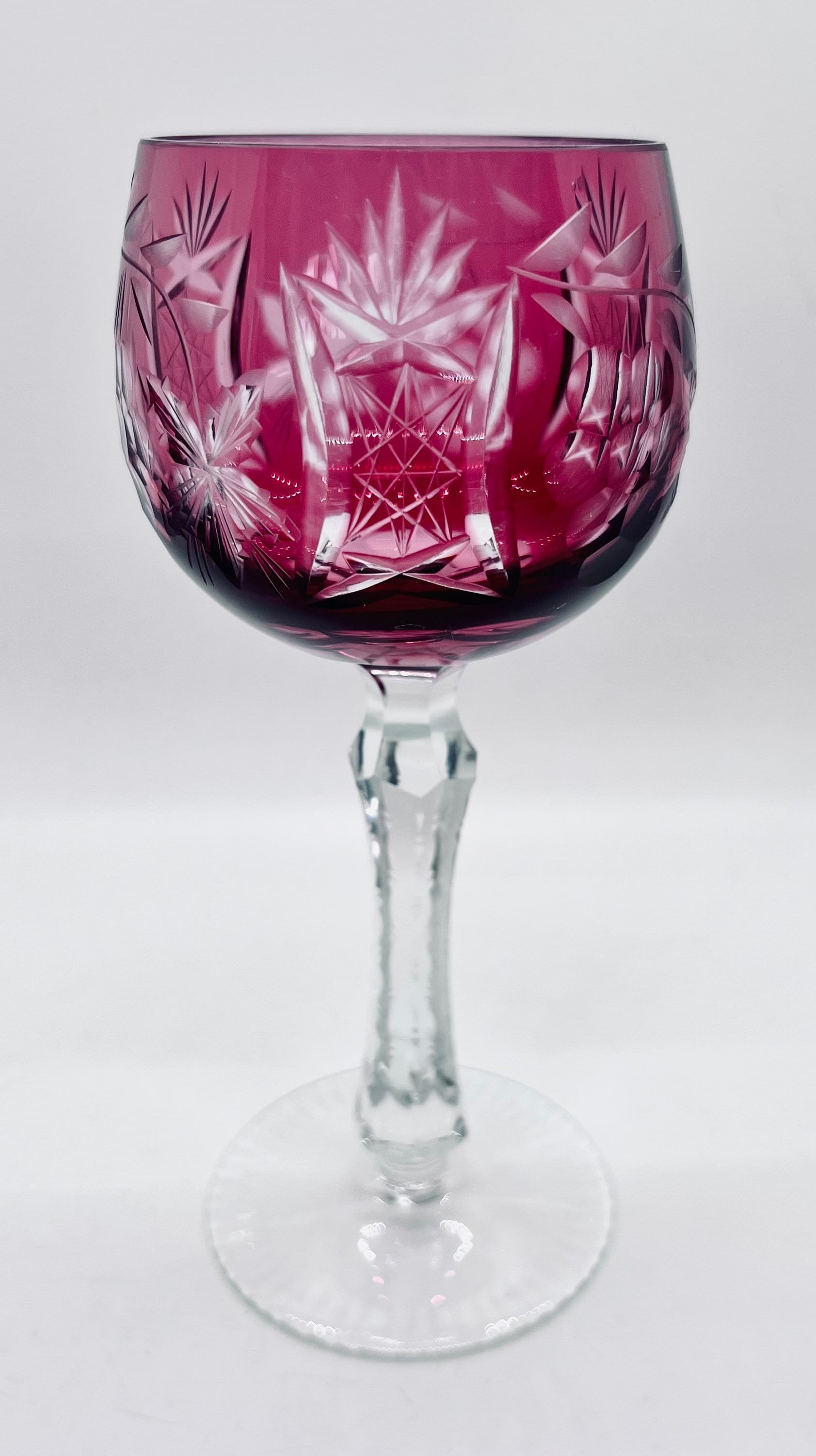 BOHEMIAN Crystal WINE GLASS Vintage Bohemian Hock Wine Glass Red Cut in ...