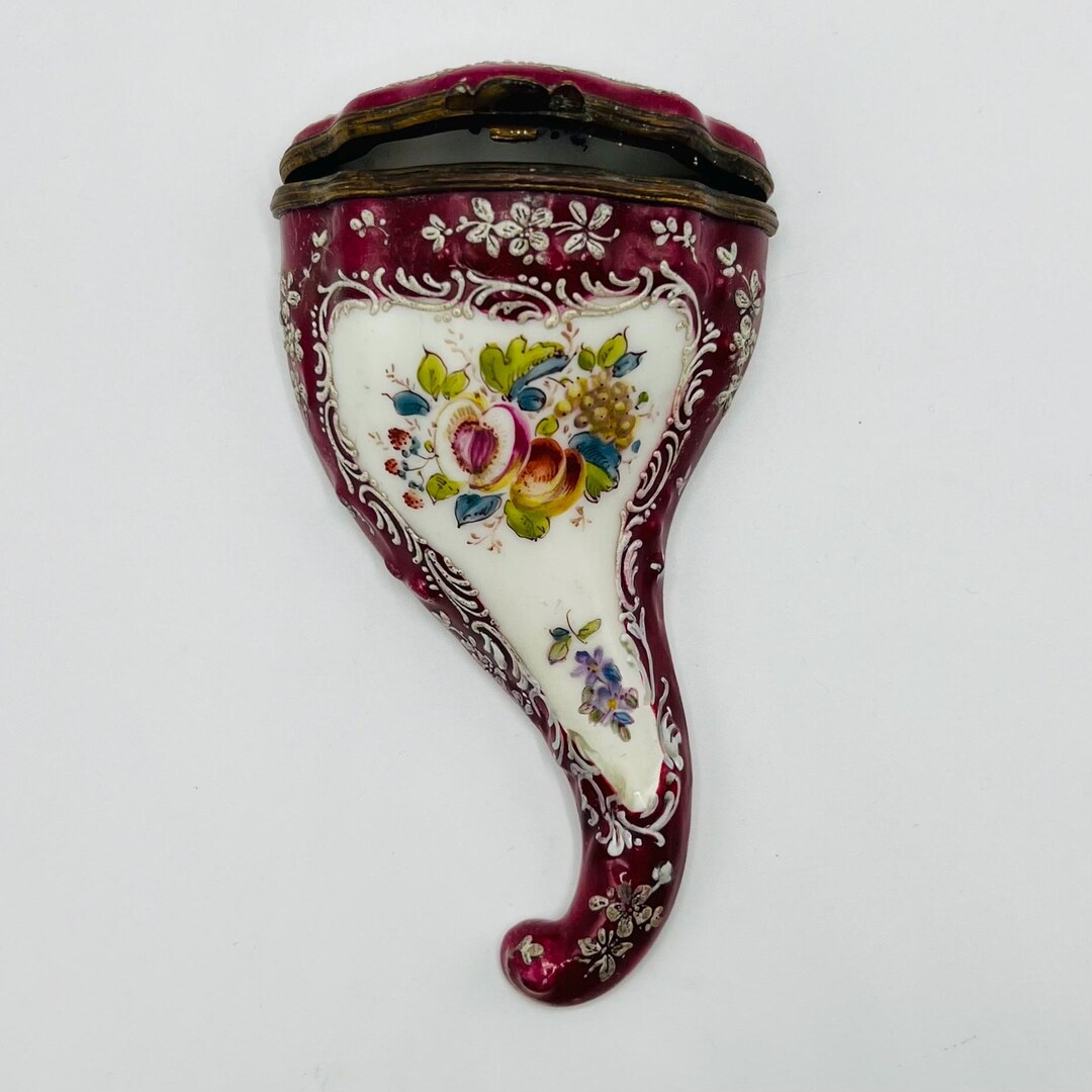 Antique Meissen Porcelain Handpainted Hinged Box, Rare Shaped 18th ...